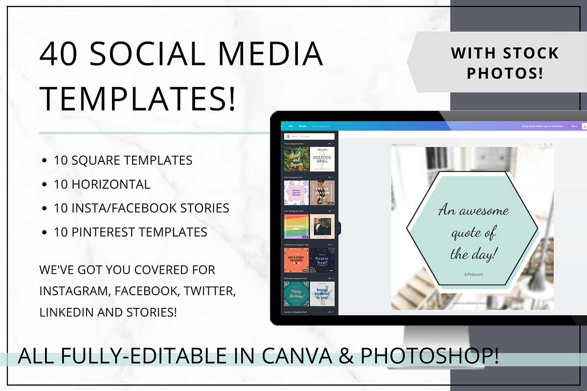 Social Media & Pinterest | Canva, a Social Media Template by Lady Boss ...