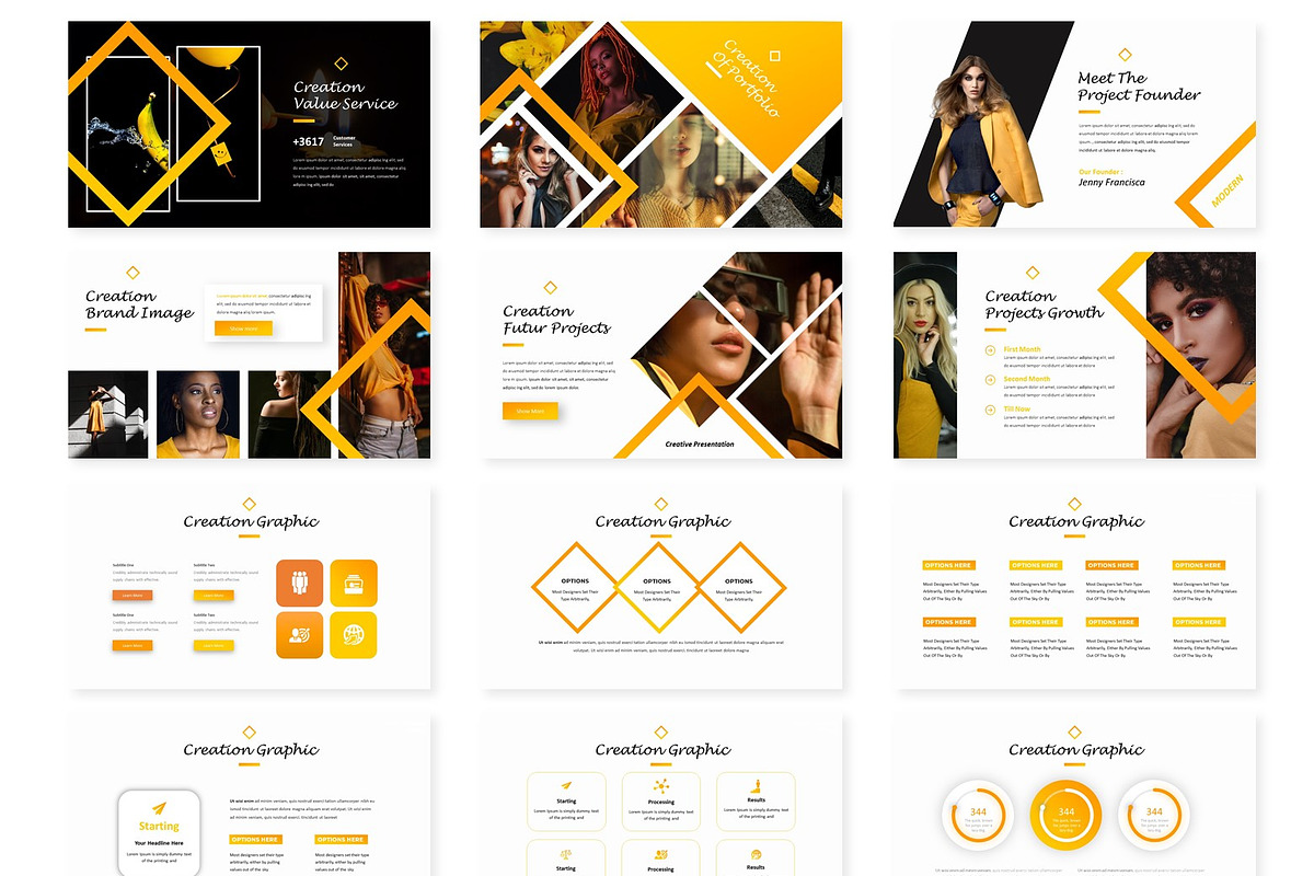 Black Yellow - Powerpoint Template, a Presentation Template by AQR Studio