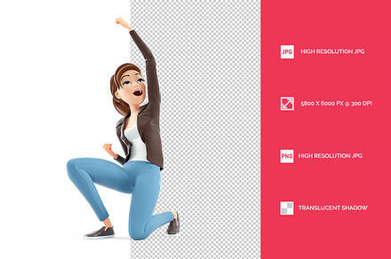 3D Cartoon Man in Winner Pose, a Person Illustration by 3DMask