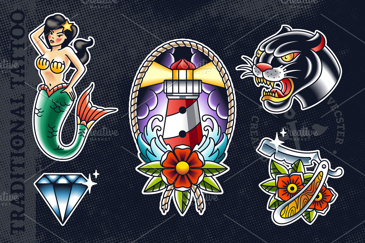 Traditional Tattoo Vector Pack, a Decorative Illustration by Vecster