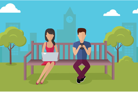 Internet Addiction Disorder, a Person Illustration by robuart