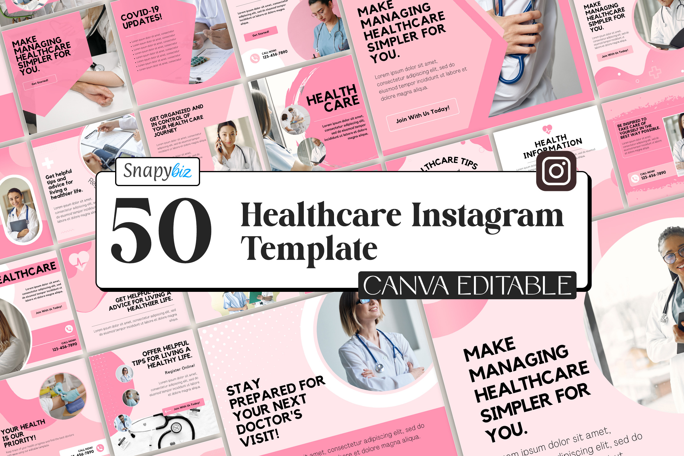 Healthcare Instagram Editable Canva | Social Media Templates ~ Creative ...