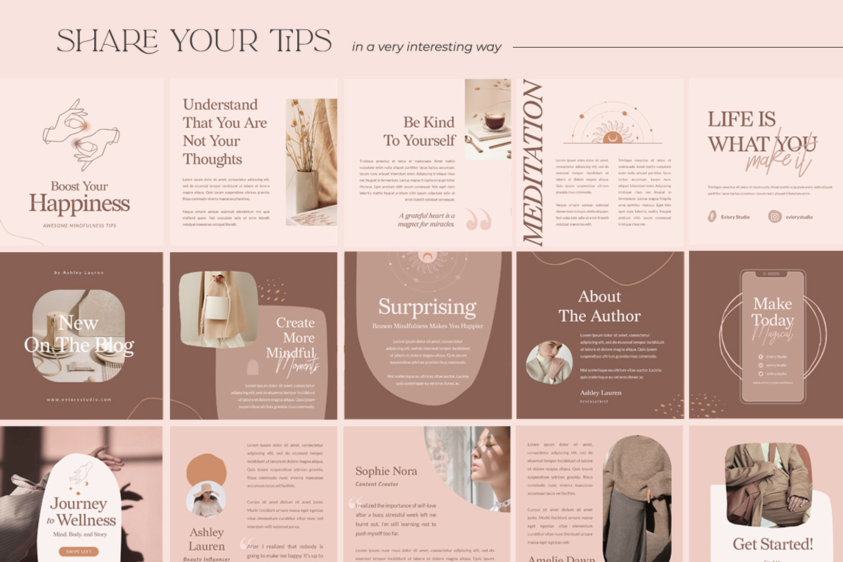 Wellness Carousel Instagram CANVA PS, a Social Media Template by Eviory