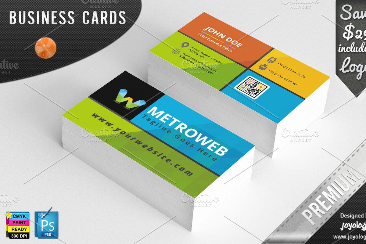 Metro Style Flat Business Cards, a Business Card Template by joyologo