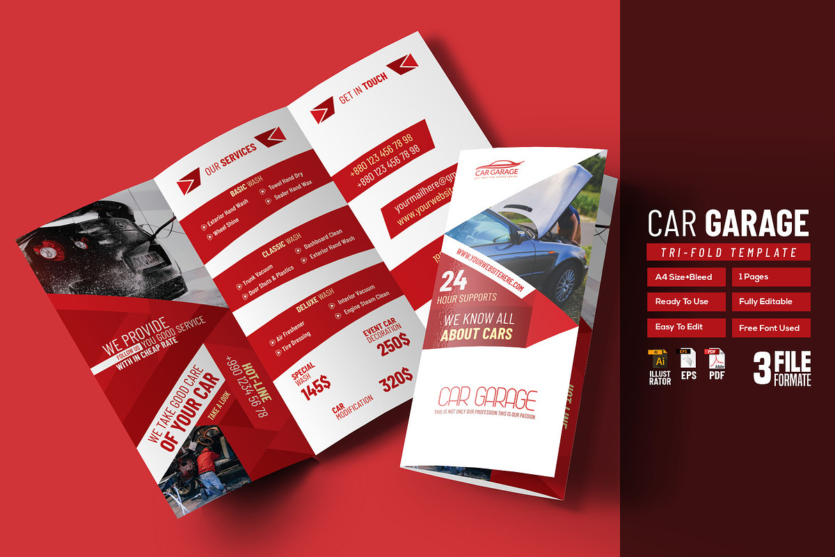 Car Garage & Service Tri-Fold, a Brochure Template by MRI STUDIO