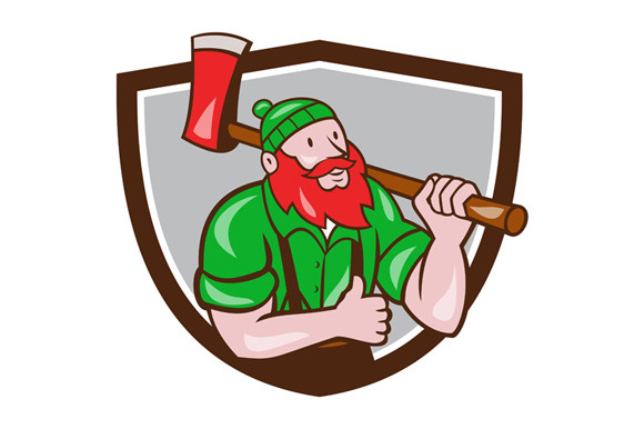 Paul Bunyan Lumberjack Axe Thumbs Up, an Illustration by patrimonio