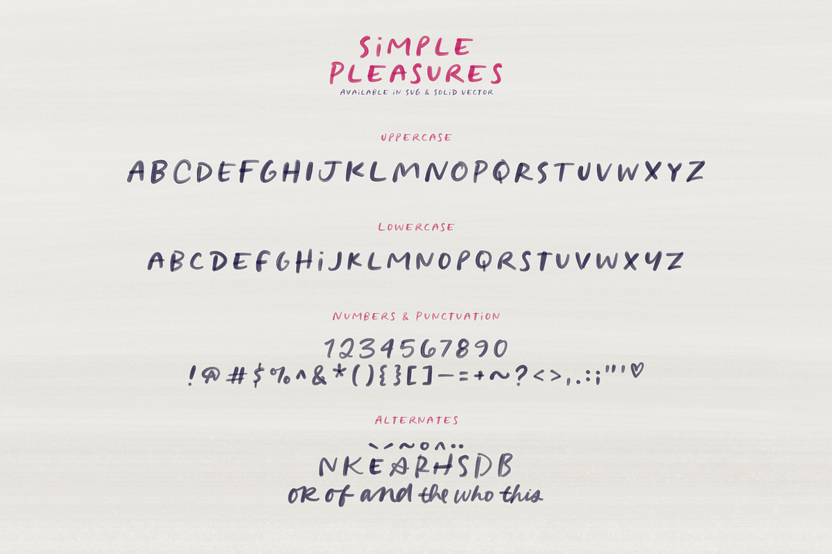 Simple Pleasures | Watercolor SVG, a Sans Serif Font by Callie Rian & Co.