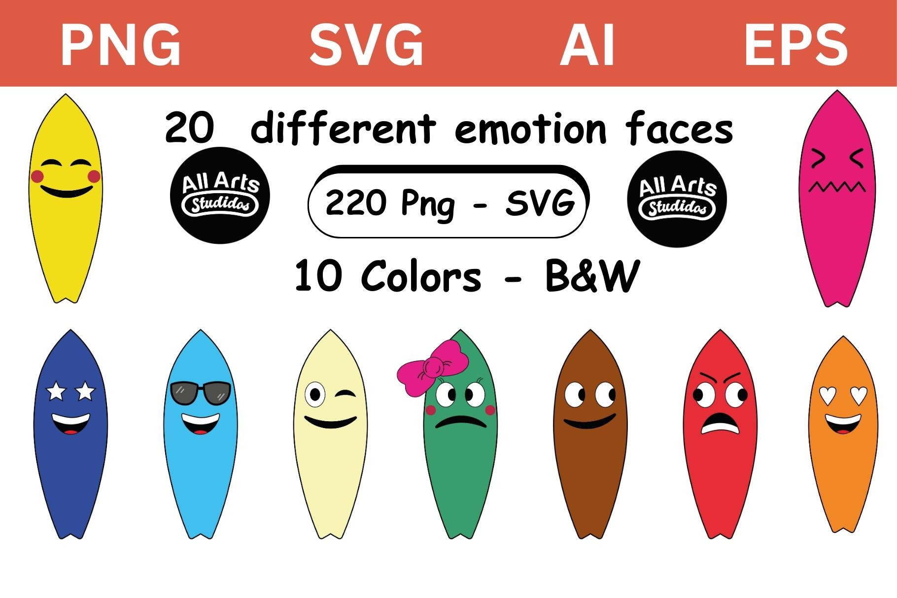 Surfboard Emoji Clipart Faces, an Emoji Icon by All Arts Studios