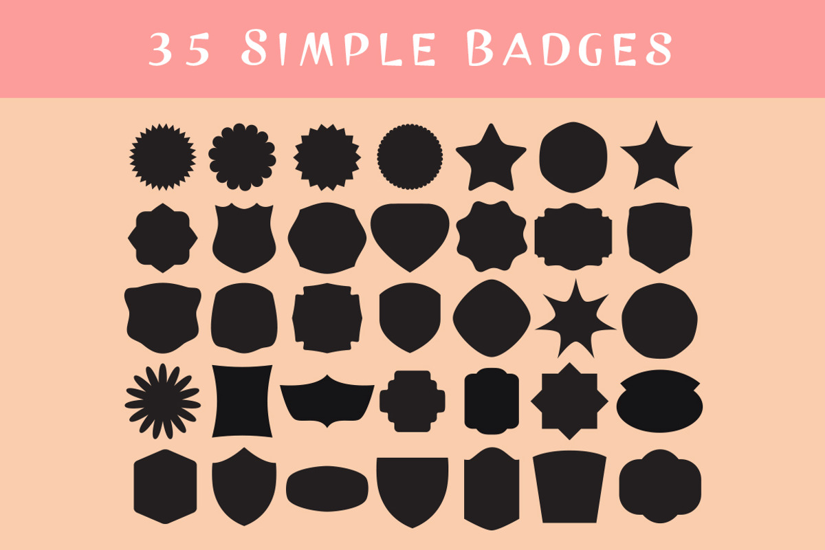 35 Simple Badges, an Object Graphic by HipFonts
