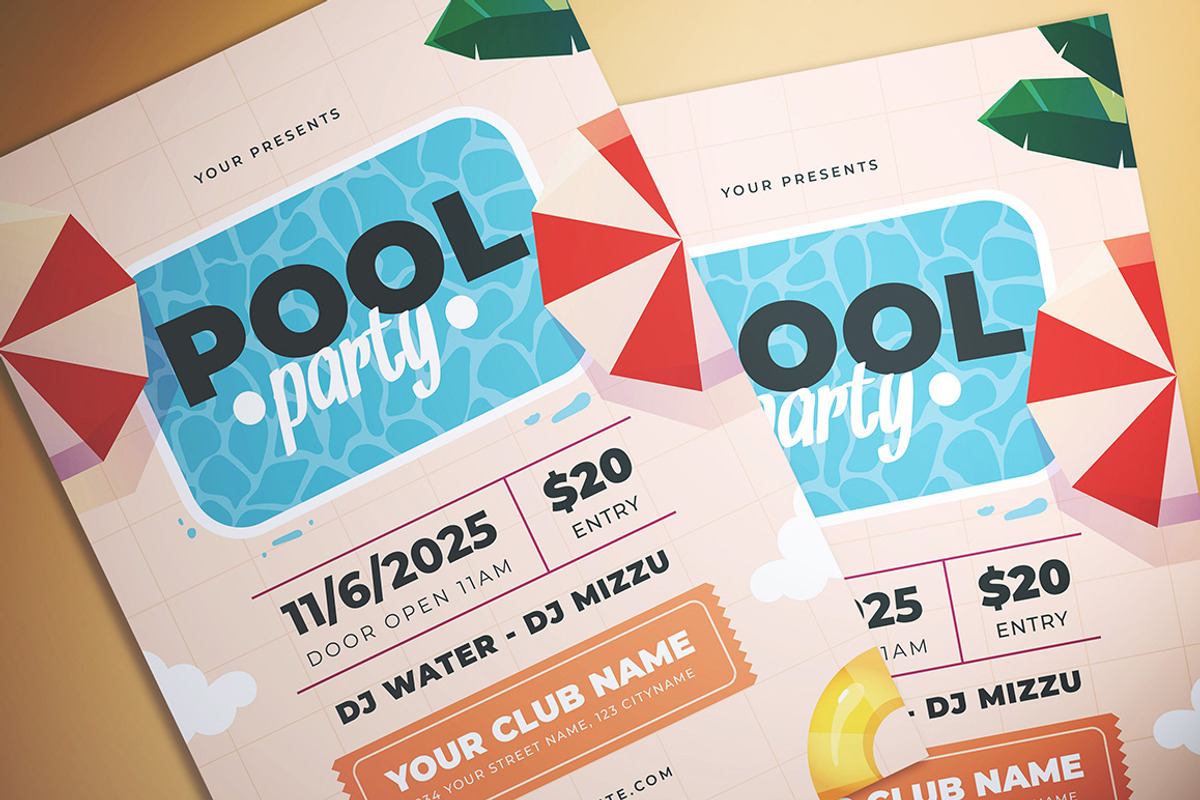 Summer Pool Party Flyer, a Flyer Template by Gumico Studio.