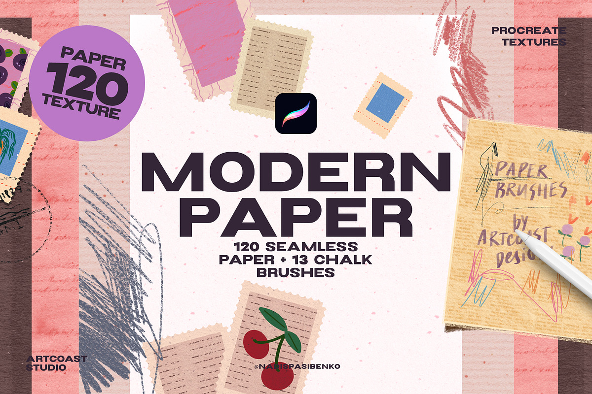Modern Paper - Procreate Textures, a Brushes & More by Spasibenko Art