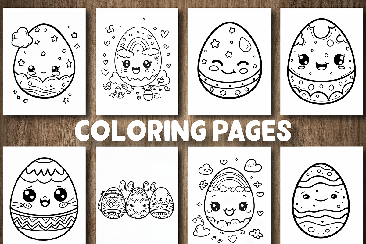Cute Kawaii Easter Egg Coloring Page, an Illustration by Design Art