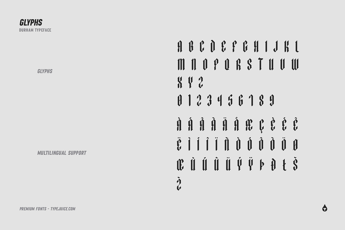 Durham Modern Blackletter Typeface, a Blackletter Font by TypeJuice™