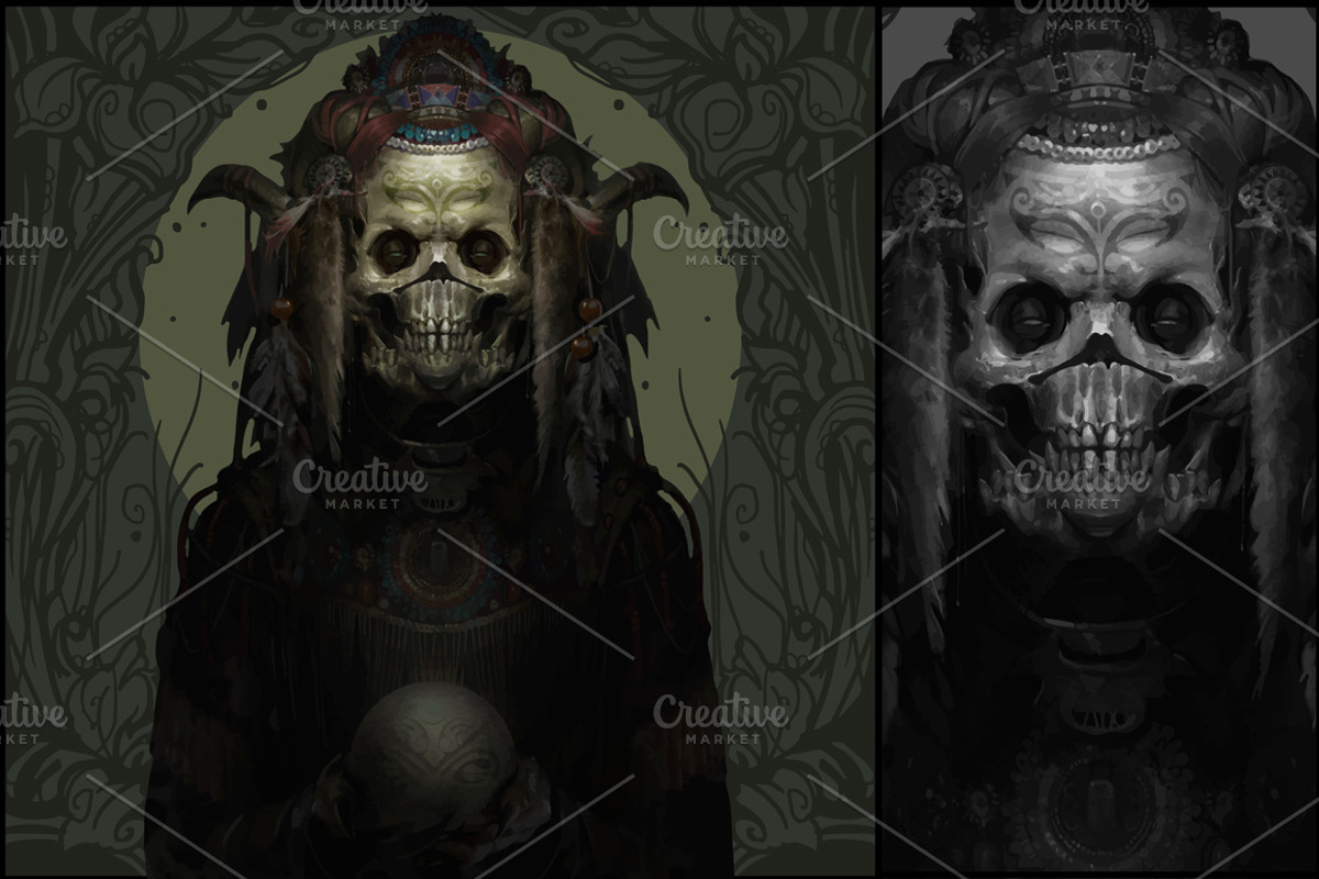 Horror voodoo skull demon, a Decorative Illustration by AntonyChernianu ...