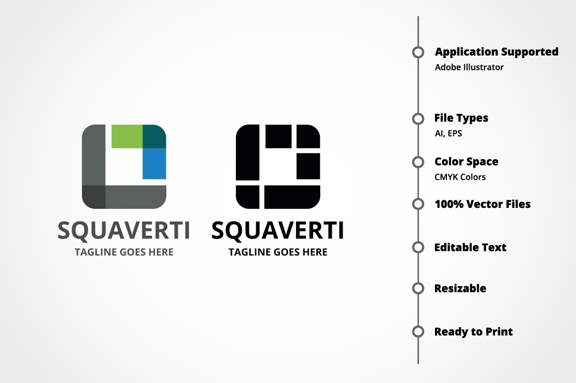 Squaverti Logo, a Branding & Logo Template by Design_Planet