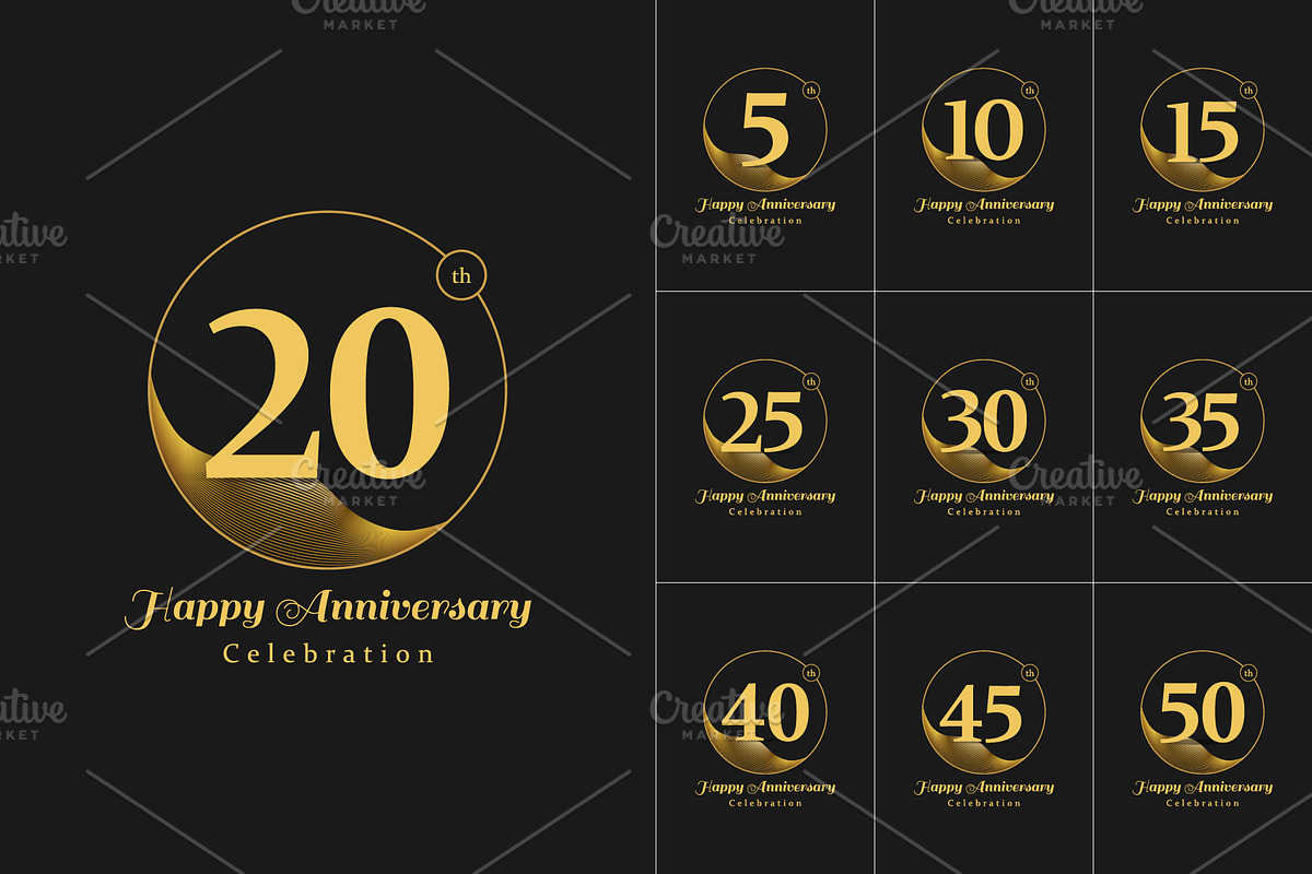 Golden Anniversary logo vector set