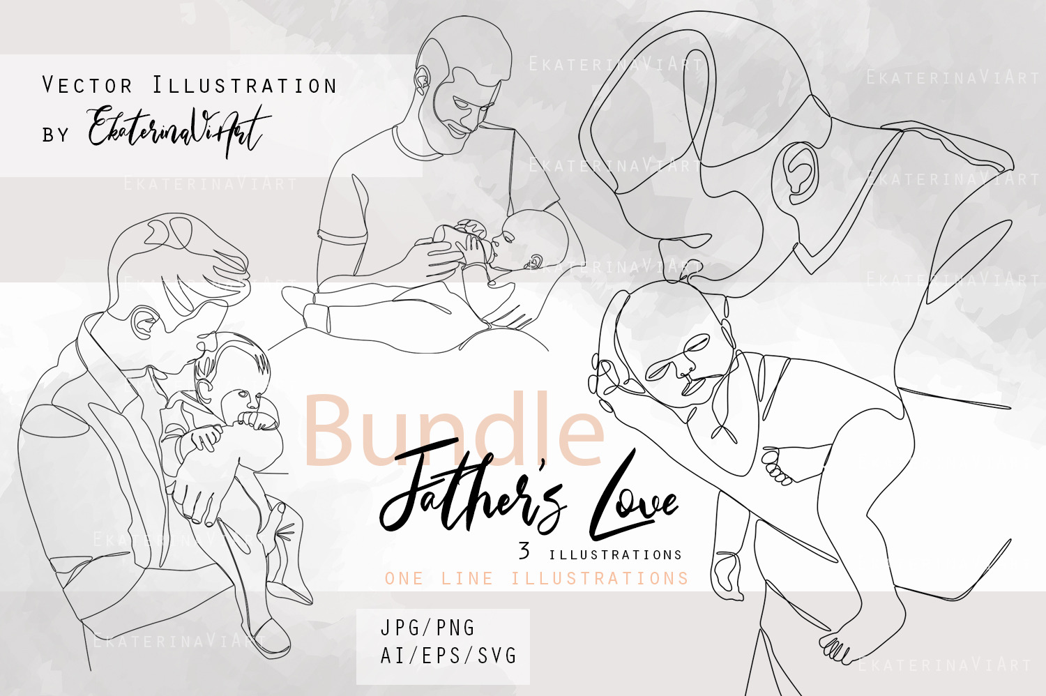 Father's Love One Line Art, an Illustration by EkaterinaViArt ...