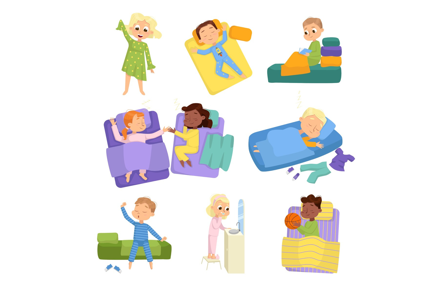 Cute Little Children Sleeping, a Person Illustration by TopVectors