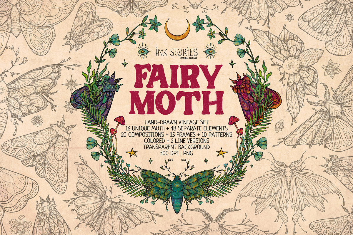 Fairy Moth, an Animal Illustration by Ink Stories