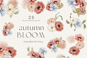 Autumn Watercolor Flowers & Poster