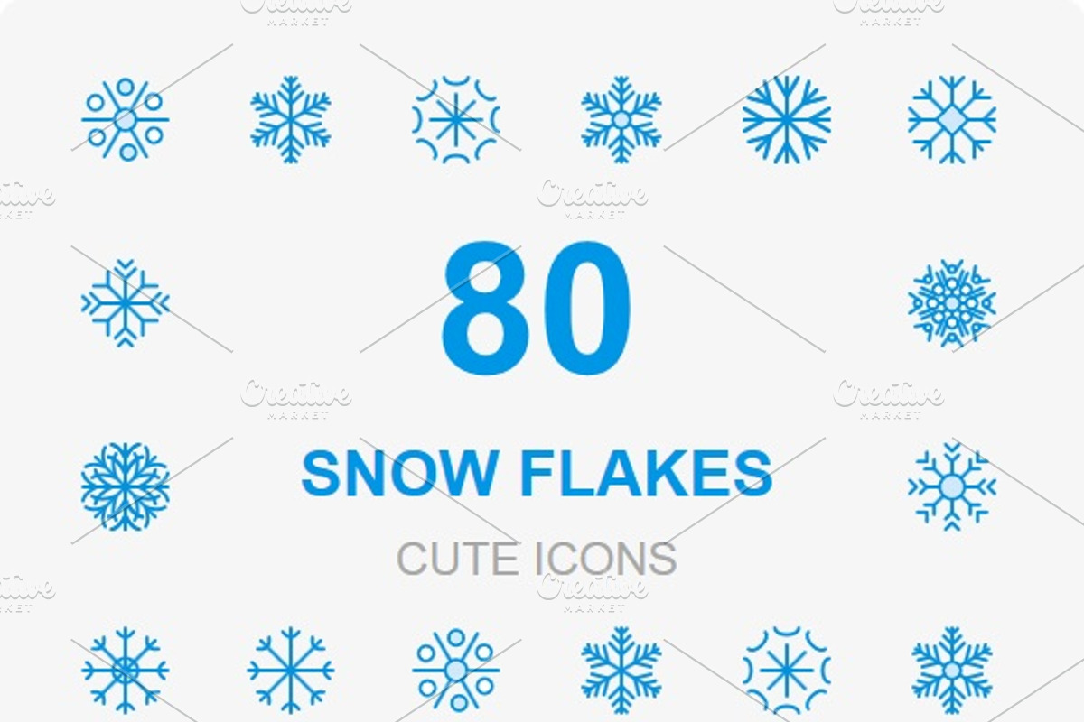 80 Snowflake Cute icons, an Icon by Dinosoftlabs