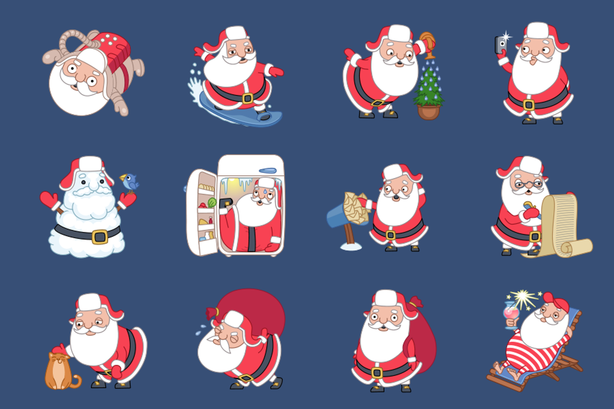 Santa Sticker Set, an Icon by Iconka