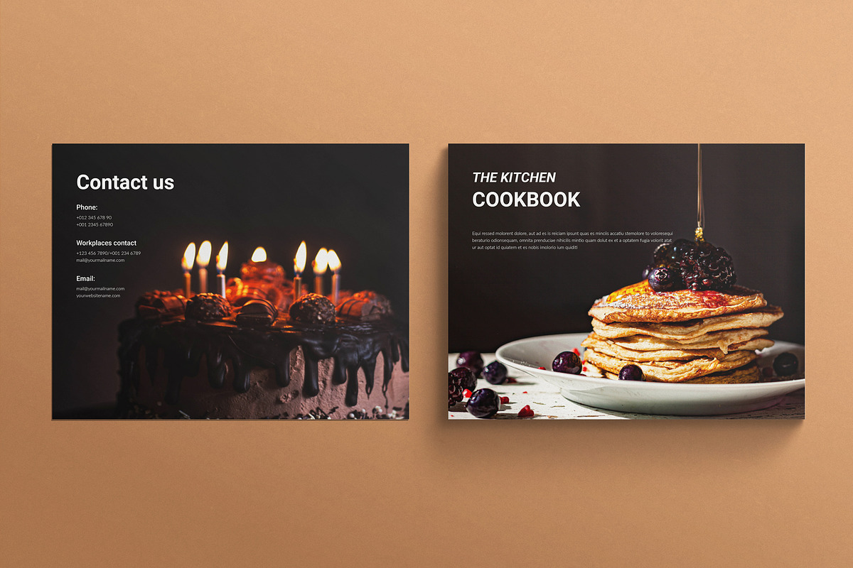 Kitchen Cookbook Template Landscape, a Brochure Template by TemplatesForest