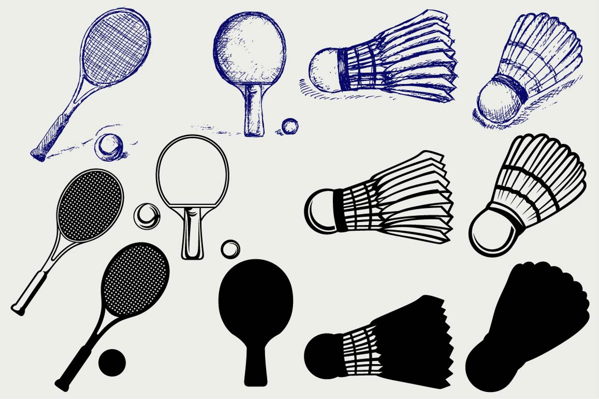 Tennis and badminton, an Object Graphic by LineworkStock