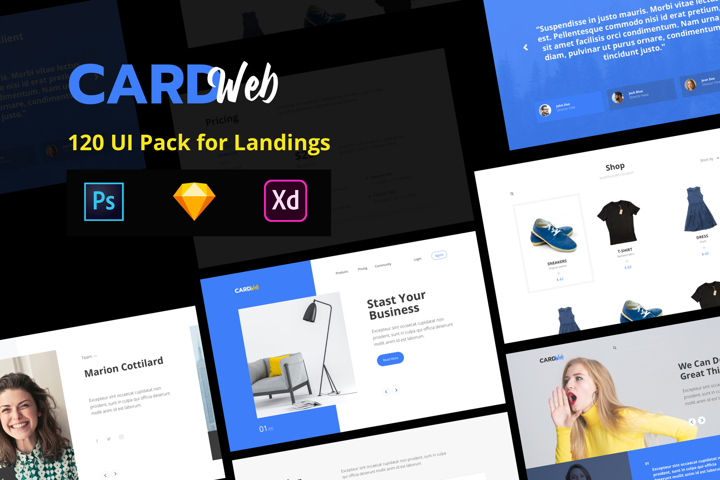 Web UI Card Pack Landing Pages, an UI Kit Template by UICreative