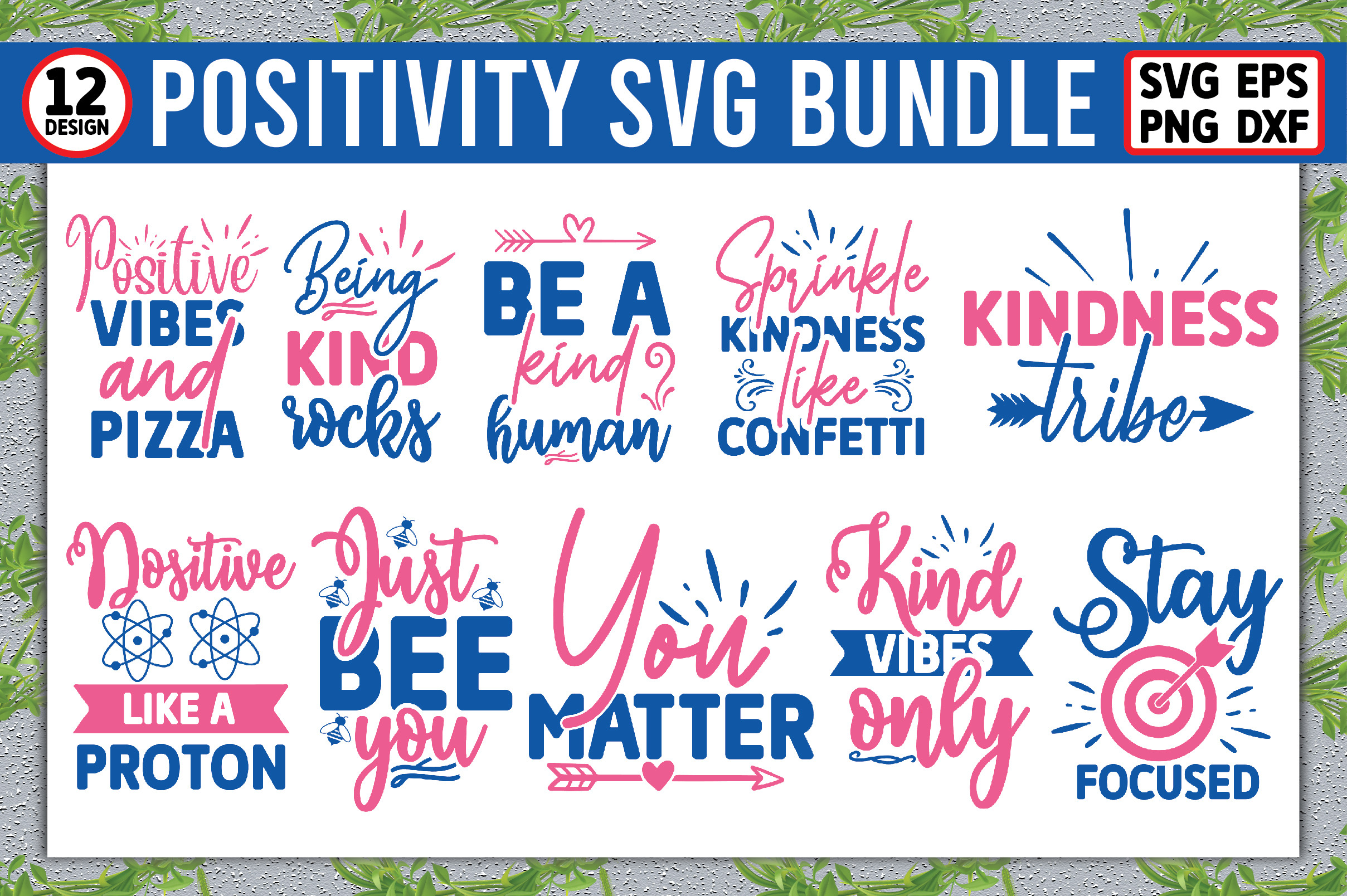 Positivity SVG Bundle, an Illustration by crafthome