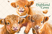 Highland Cows Clipart, an Animal Illustration by Clip Art by Elise M