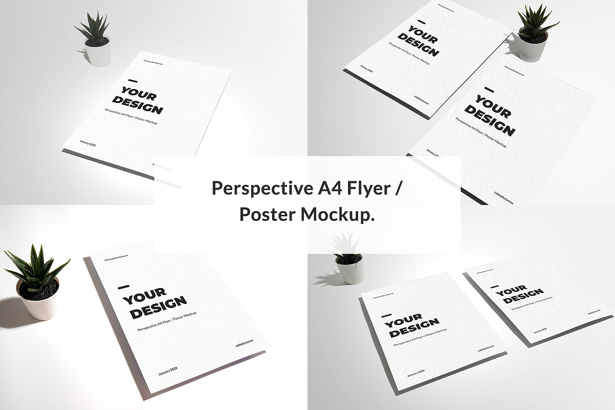 Perspective A4 Flyer / Poster Mockup, a Print Template by kylyman