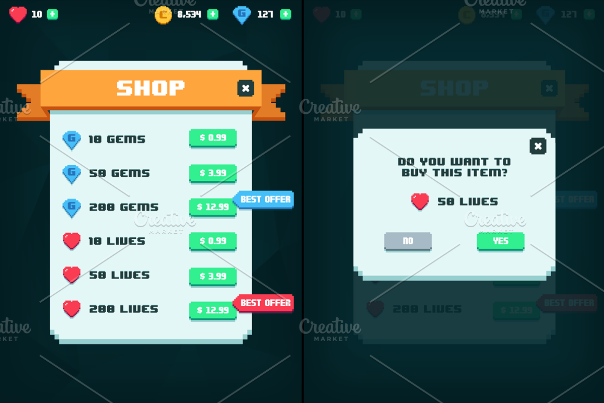 GUI for Low Poly Game, an Illustration by wowu