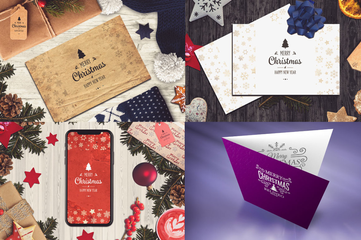 50 PSD Christmas Mock-up Mega Bundle, a Print Template by relineo.mock-ups
