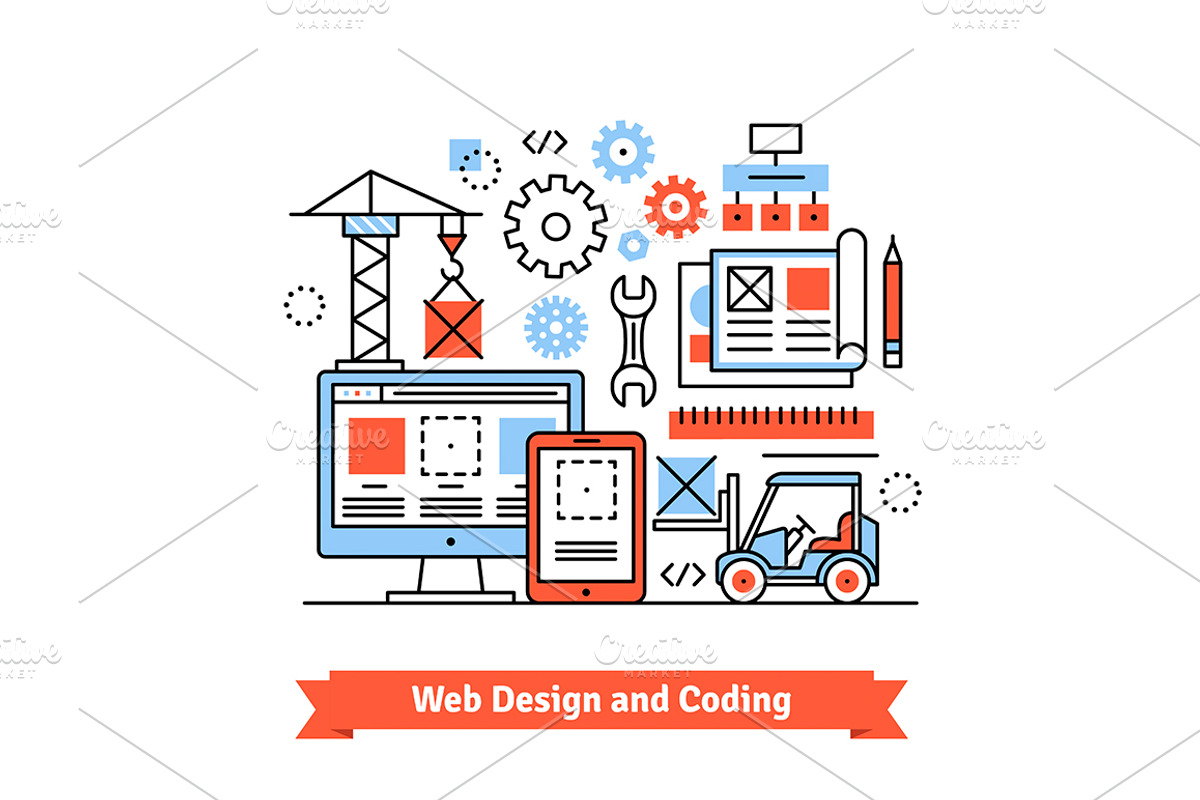 Web designing and coding, an Object Illustration by Iconicbestiary