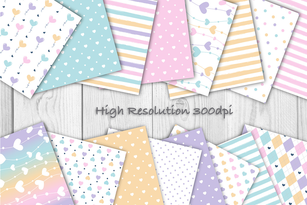 Pastel Love Digital Papers Set