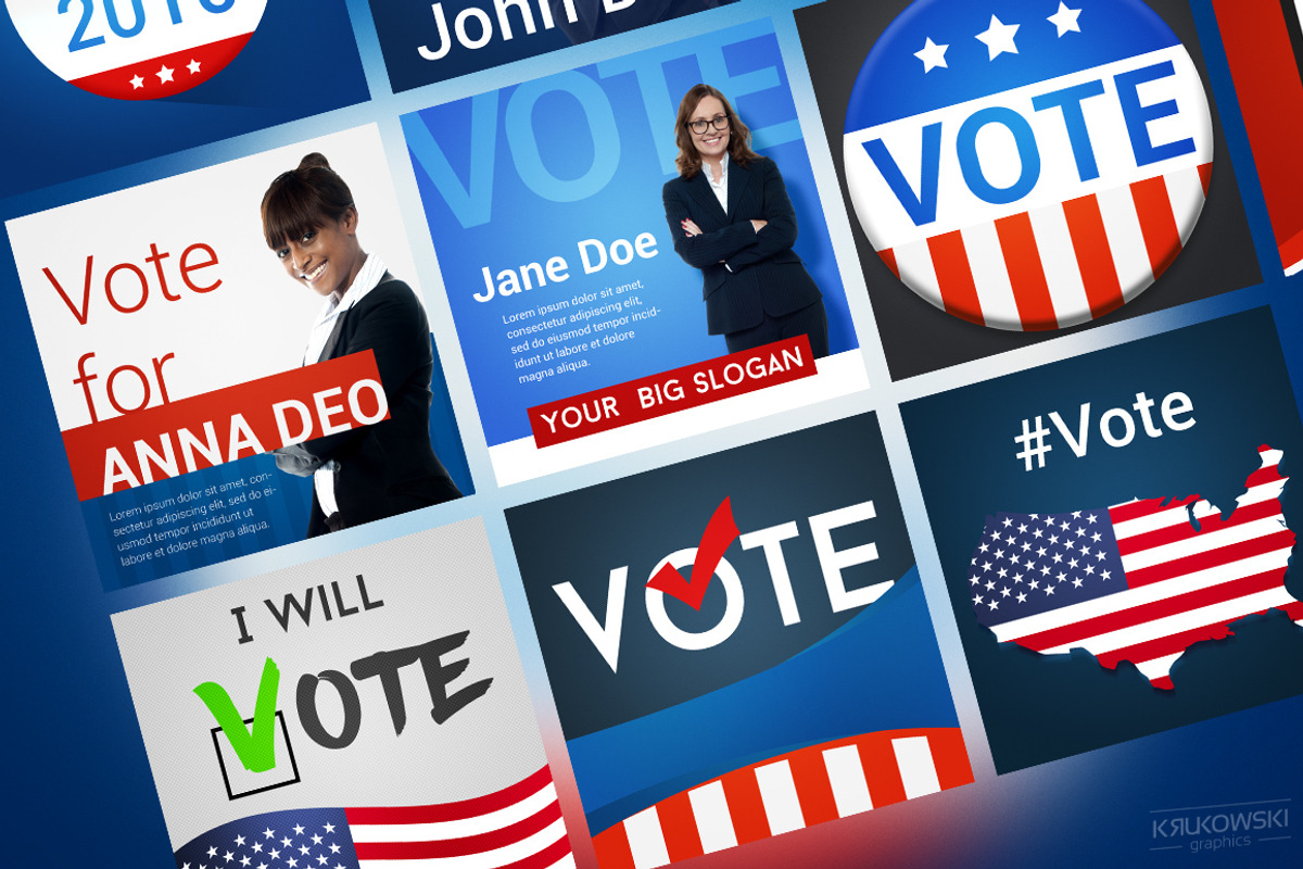 USA Election Social Media Banners, a Templates & Theme by Krukowski ...