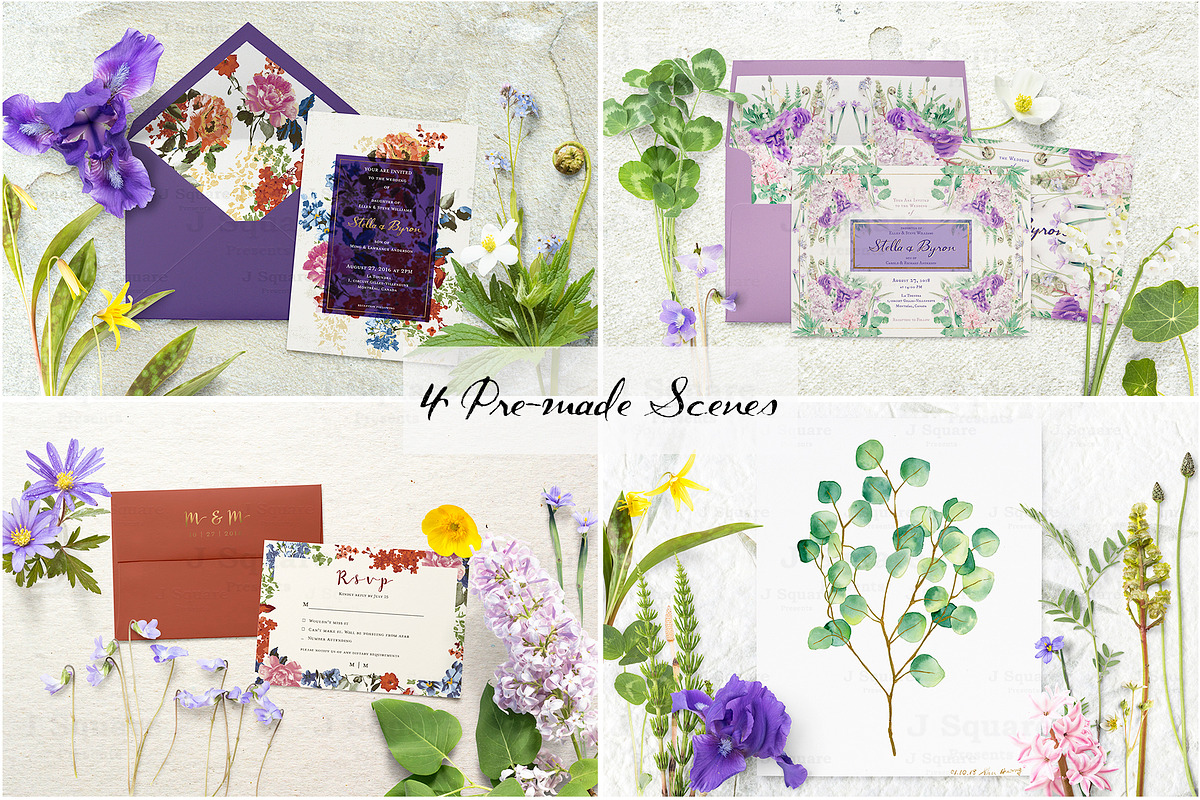 Spring Flower Props & Cardset Mockup, a Product Mockup by JSquarePresents