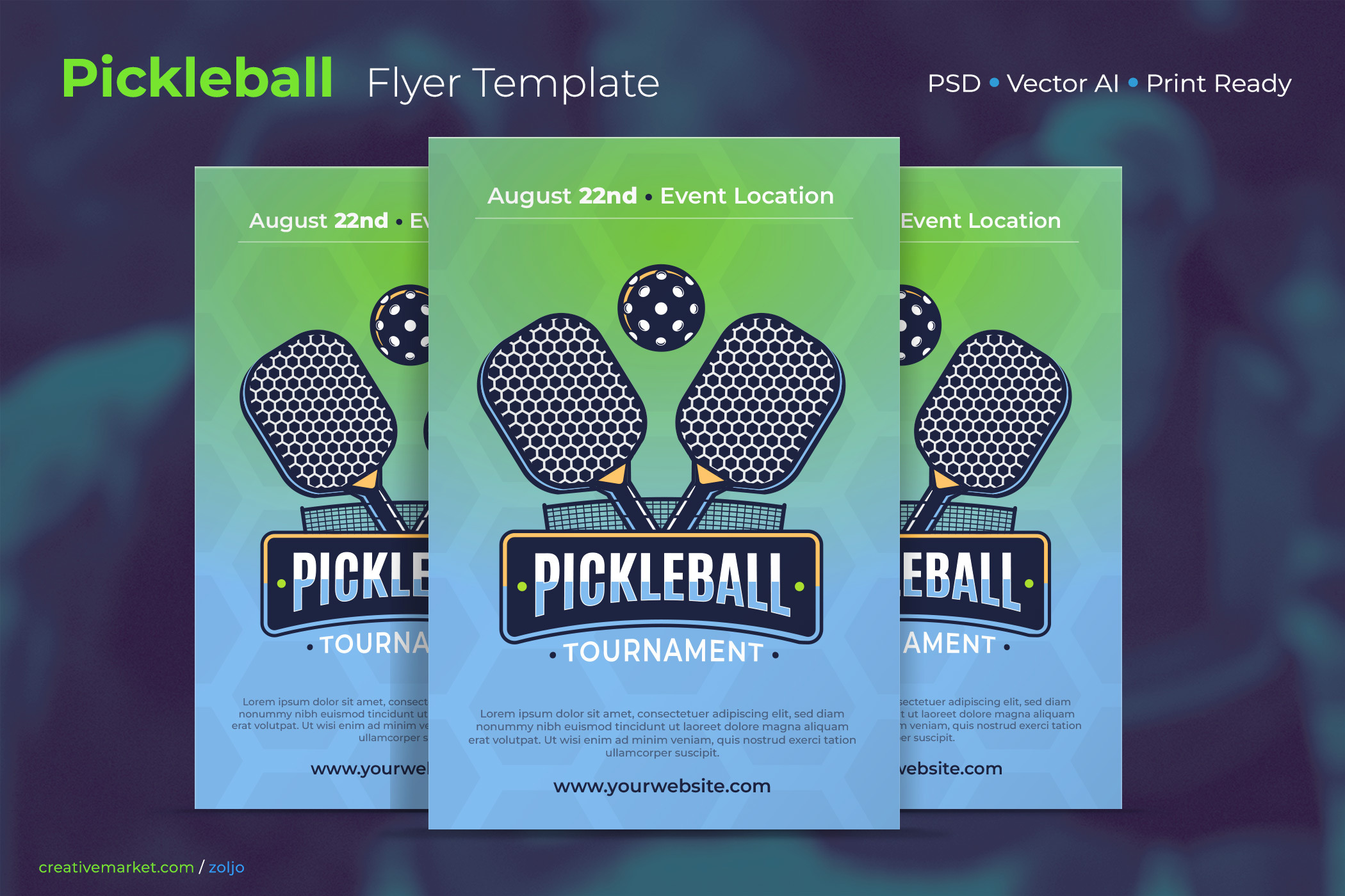 Pickleball Tournament Flyer Template, a Flyer Template by Vector ...