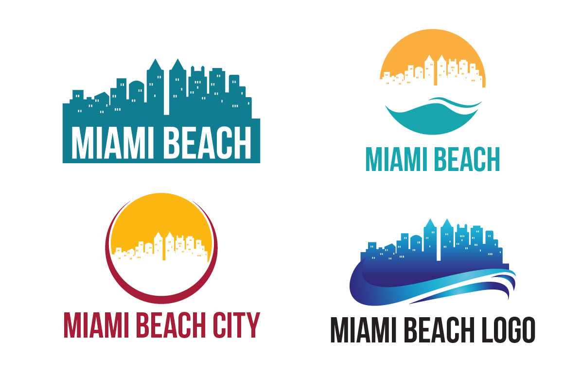 4 Miami Beach City Landscape Logo, a Branding & Logo Template by ...