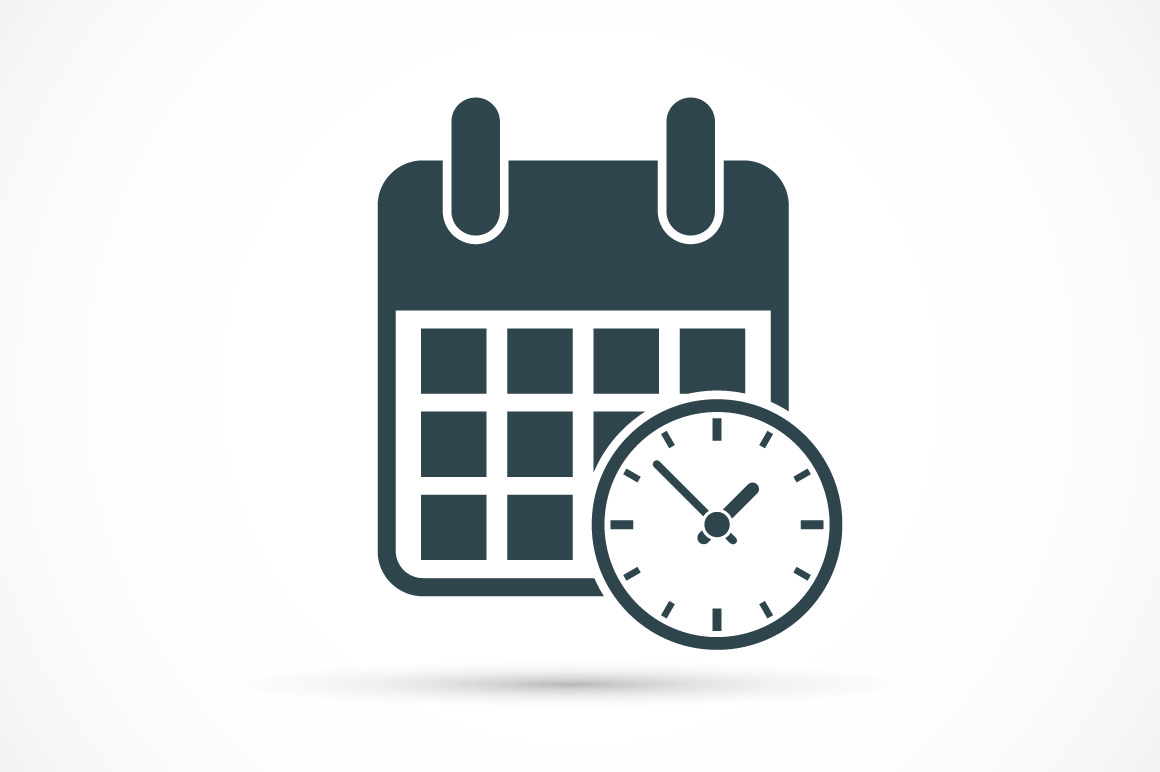 Calendar with clock icon, an Outline Icon by Saggitarius