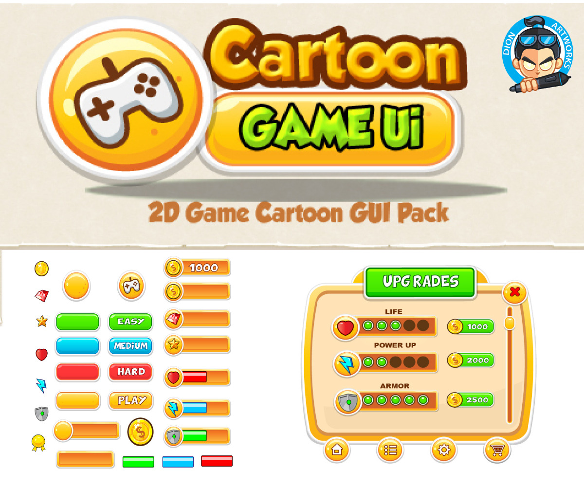 Cartoon Game Ui Set 01, an Illustration by DionArtworks