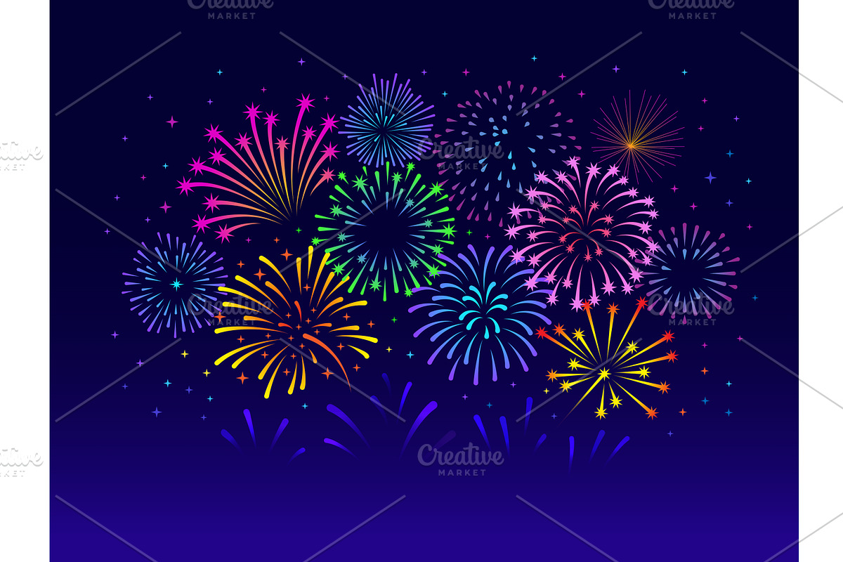 Color fireworks banner. Firework, a Background Graphic by LadadikArt ...
