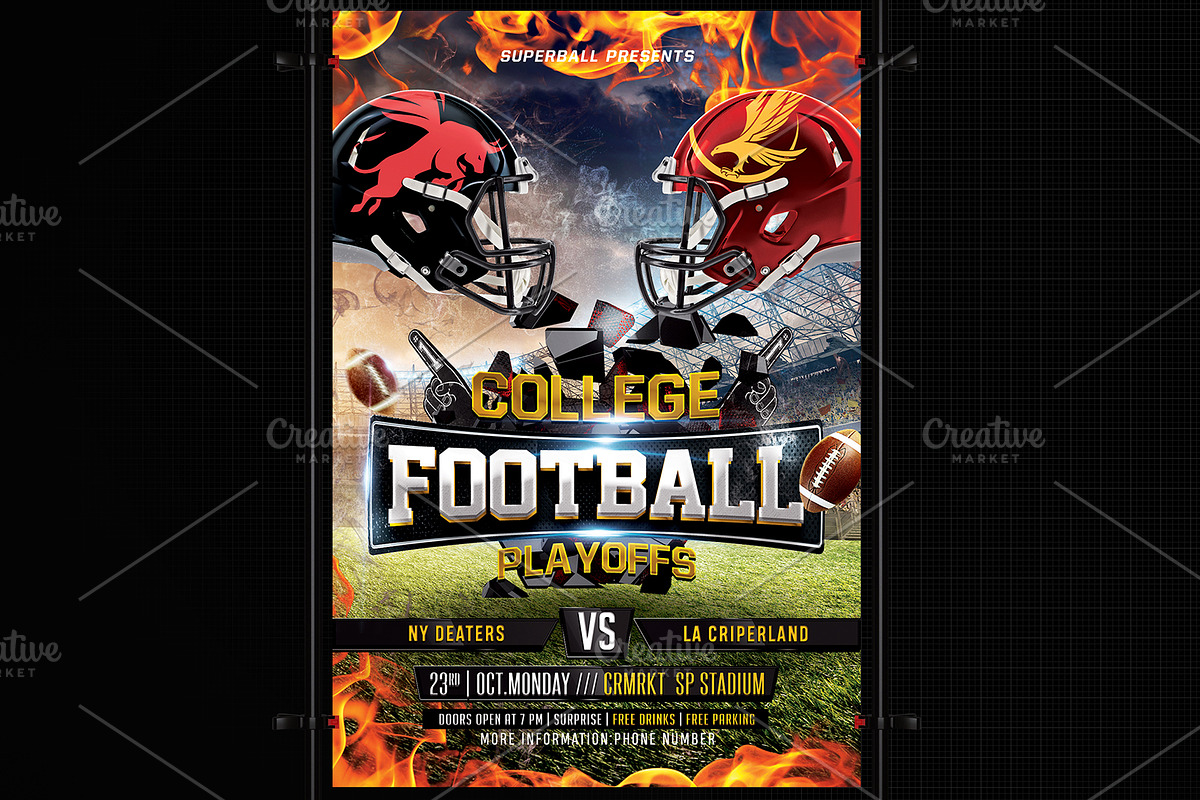 College Football Flyer, a Flyer Template by Basez Flyers
