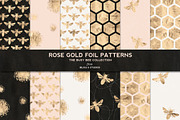 Busy Bee Rose Gold Digital Patterns, a Pattern Graphic by Blixa 6 Studios