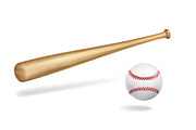 Wooden baseball bat and ball, an Object Graphic by BCP.group