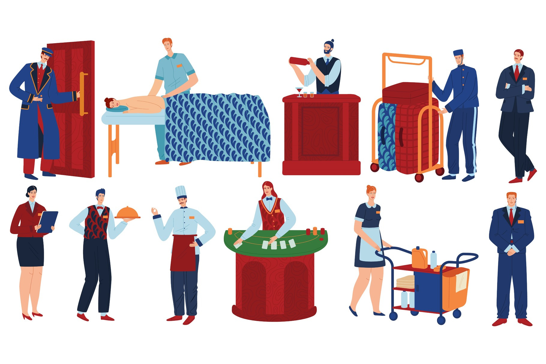 Hotel staff people vector, a Person Illustration by seahorsevector