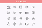 Set of thin lines financial icons, an Outline Icon by Elegant Solution