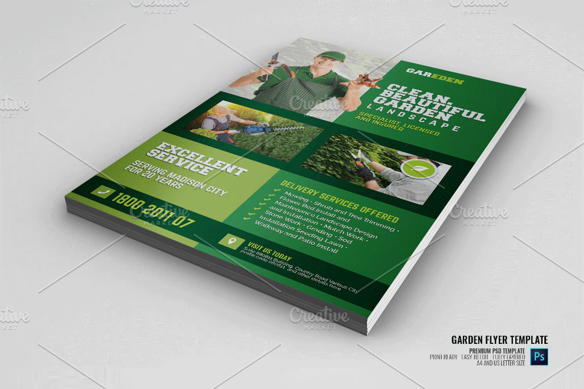 Landscaping and Garden Service Flyer, a Flyer Template by PSDPixel