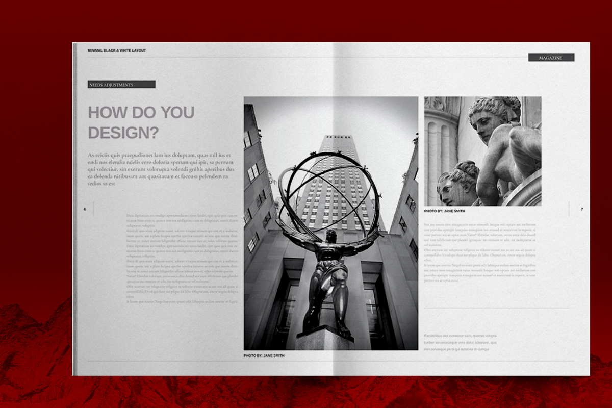 Grayscale Magazine Layout | Creative Market